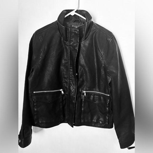 Baccini | Jackets & Coats | Baccini Black Leather Jacket With Silver ...
